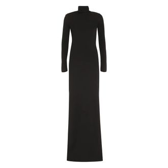 Saint Laurent Langes Kleid aus Wolle - - Dresses - Damen - Schwarzk - M