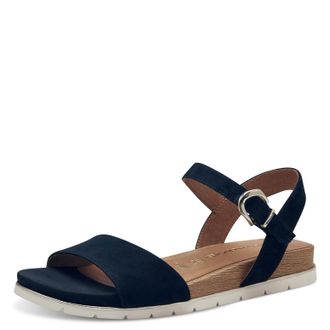 Tamaris Damen Sandaletten, Frauen Sandalen,Sommersandalen,bequem,flach,Sommerschuhe,Freizeitschuhe,offene Schuhe,Strandschuhe,Navy,36 EU