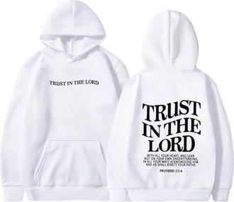 Generic Sweat &agrave; capuche Christian Trust In The Lord 2025 avec lettre J&eacute;sus et doublure en polaire pour femme, blanc, M