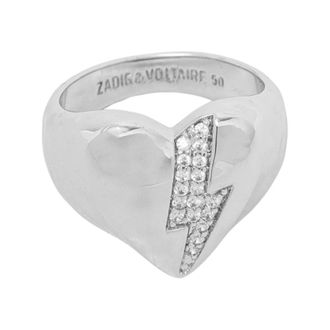 Zadig&Voltaire Femme, Accessoires, Gris, Taille: 50 MM Bague Heartbreaker Flash