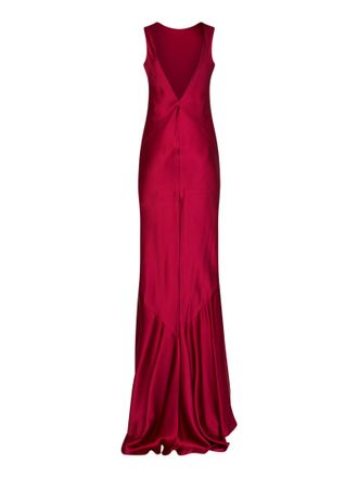 Max Mara Satin Flared Dress - Red