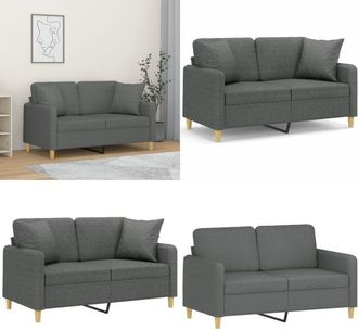 vidaXL 2-Sitzer-Sofa mit Zierkissen Dunkelgrau 120 cm Stoff - 2-Sitzer-Sofa - Wohnlandschaft - Grau Sofa - Couchtisch - Gemütliches Sofa - Home & Living