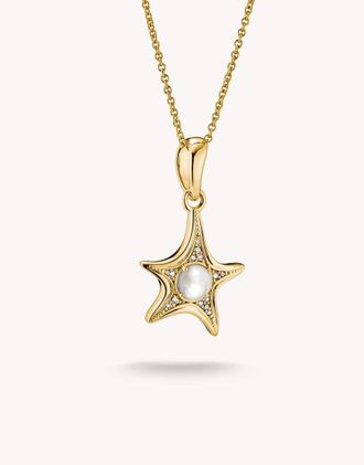 Thomas Sabo cha&icirc;ne &eacute;toile de mer en nacre, dor&eacute; jaune, blanc