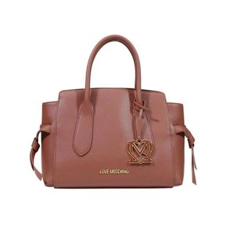 Love Moschino Sac Satchel &agrave; Plaque Logo - Femme - Sacs - Brun - Taille: ONE Size
