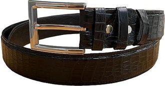 Generic Ceinture crocodile v&eacute;ritable pour homme, v&eacute;ritable ceinture crocodile pour homme, Peau dalligator noir, Waist/ Pant size 46