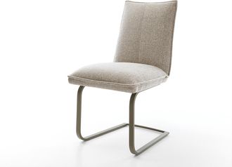 DELIFE Freischwinger Lelio-Flex Webstoff Soft Beige Freischwinger flach Effektfinish Titan Taschenfederkern, Esszimmerst&uuml;hle