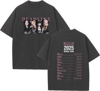 Generic Deadline Baumwoll-T-Shirt 2025 World Tour Grafik-Support High Street Sport Shirt(B-Gray,M)