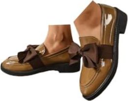 Generic Mocassins orthop&eacute;diques pour femmes 2026, noeud papillon, gros bloc talon bas, soutien de la vo&ucirc;te plantaire, chaussures plates &agrave; bout rond bas &agrave; enfi