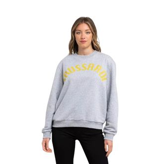 Trussardi Femme, Sweatshirts et sweats &agrave; capuche, Gris, Taille: 38 FR SweaT-shirt Oversize en M&eacute;lange de Coton avec Encolure Ronde