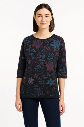 Ragwear 3/4-Arm-Shirt SHIMONA FLOWERS O mit Rundhalsausschnitt, ohne Kragen, in Jersey-Qualit&auml;t, gemustert