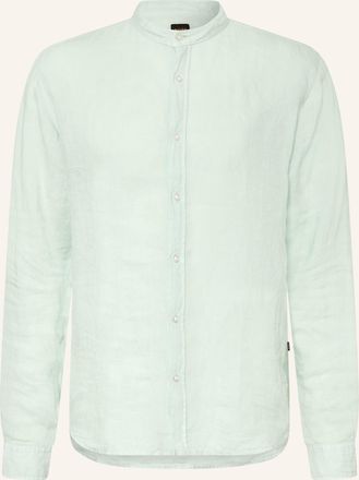 HUGO BOSS Leinenhemd Race Regular Fit Mit Stehkragen blau