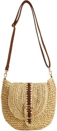 Generic Sac &agrave; main bandouli&egrave;re en paille pour femme, sac de plage d&eacute;t&eacute;, sac de plage tiss&eacute; d&eacute;contract&eacute;, sac cabas hobo d&eacute;t&eacute;