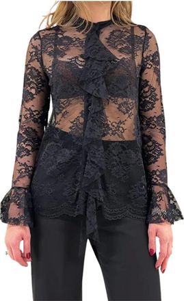 Dixie Femme, Blouses et Chemises, Noir, Taille: 40 FR Camicia in pizzo manica lunga rouge avanti