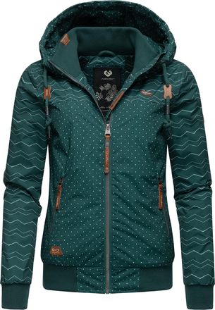 Ragwear Damen warme wasserdichte Winterjacke mit Kapuze Nuggie Zig Zag Intl. Dark Green22 Gr. XL