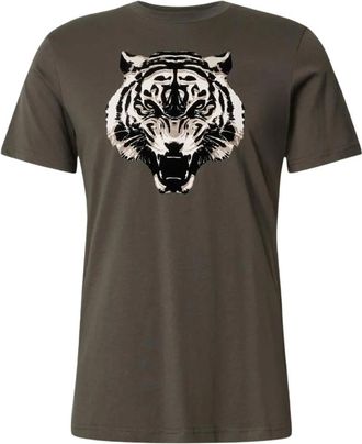 Antony Morato Homme, Tops, Vert, Taille: M T-shirt Visage de Tigre Féroce