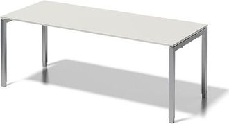 Bisley Cito Schreibtisch, 650-850 mm höheneinstellbares U-Gestell, Metall, Gw355 Dekor Grauweiß, Gestell Silber, 80 x 200 x 85 cm