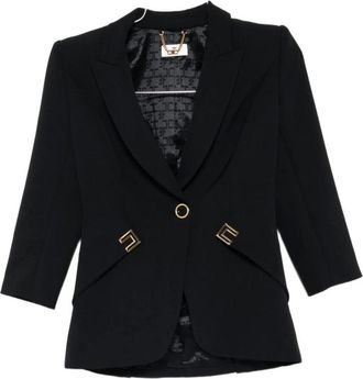 Elisabetta Franchi Femme, Vestes, Noir, Taille: 40 FR Blazer Crois&eacute; Orn&eacute;