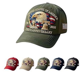Generic Eagle-U.S.250th Anniversary Chapeau brod&eacute; aigle &agrave; t&ecirc;te blanche, statue de la libert&eacute; et cloche de la libert&eacute;, casquette de baseball comm&eacute;morative 1776