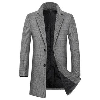 Generic Manteau Homme Hiver Chaud,Veste homme &eacute;l&eacute;gante en laine m&eacute;lang&eacute;e coupe cintr&eacute;e et trench-coat sophistiqu&eacute; pour sorties professionnelles et occasions f