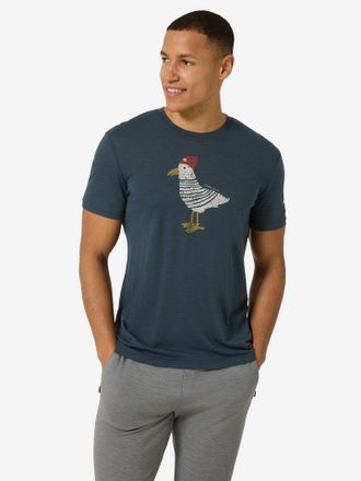 super.natural Print-Shirt f&uuml;r Herren, Merino JOHNNY TEE Vogel Motiv, atmungsaktiv