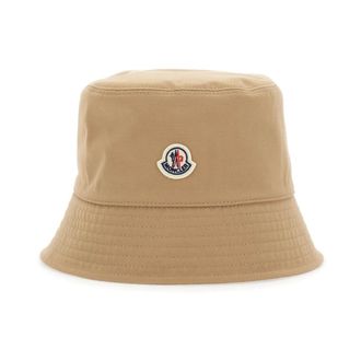 Moncler Femme, Accessoires, Beige, Taille: S Cotton Blend Bucket Hat