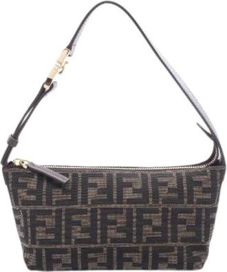 Fendi Pre-owned Vanity Pouch Small Canvas Leather Handbag - Femme - Pre-owned - Brun - Taille: ONE Size