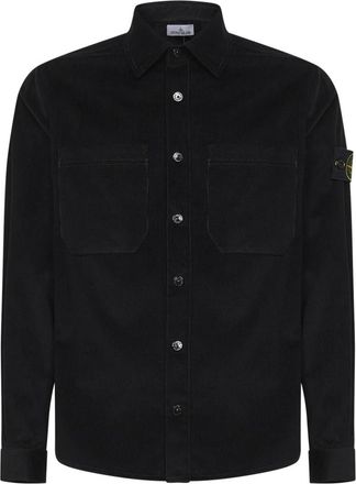 Stone Island Homme, Chemises, Noir, Taille: M Chemise 1200040 en Micro-Velours C&ocirc;tel&eacute; de Coton
