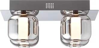 Brilliant Rafa Plafonnier led 4 flammes chrome / verre fum&eacute; Luminaires dint&eacute;rieur, plafonniers, d&eacute;coratifs 4x led 5.5W int&eacute;gr&eacute;es, (flux lumineux: 535lm