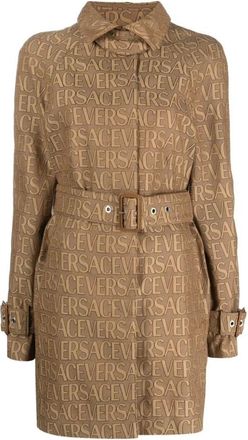 Versace Femme, Manteaux, Beige, Taille: 38 FR All-Over Logo Print Trench Coat