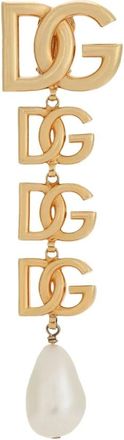 Dolce & Gabbana Femme, Accessoires, Jaune, Taille: ONE Size Logo Pearl Drop Earring