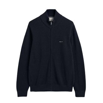 GANT Strickjacke f&uuml;r Herren, Durchgehender Rei&szlig;verschluss, Baumwolle Piqu&eacute; (Blau)