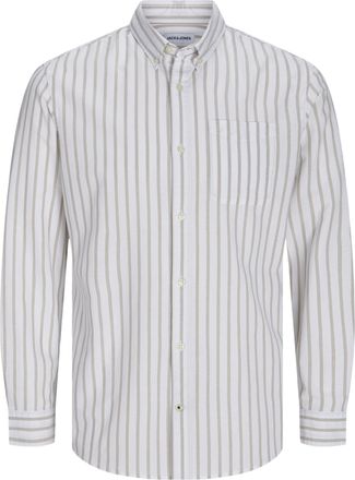 Jack & Jones Plus Size Herren Jjeoxford Shirt L/S S21 Noos Pls Langarmhemd, Crockery/Stripes:Stripes, 6XL Große Größen EU