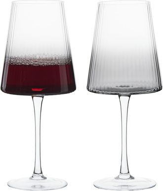 Anton Studio Designs Empire Handgefertigte Weingl&auml;ser, perfekt f&uuml;r Rotwein, Wei&szlig;wein, Wasser oder Getr&auml;nke - 450 ml - Rauchgrau - Set mit 2 eleganten Weingl&auml;sern