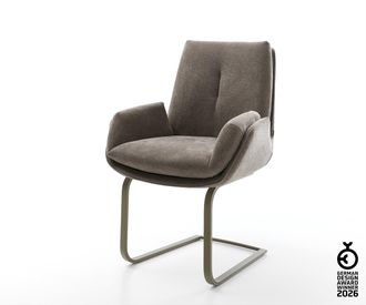 DELIFE Freischwinger Clea-Flex Strukturstoff Soft Taupe Freischwinger flach Effektfinish Titan, Esszimmerst&uuml;hle