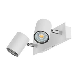 LEDs Com Spot mural WAIKA, à deux flammes, avec interrupteur, blanc mat, incl. LED GU10 (blanc chaud, 7,6W chacun, 1103lm, 33°)