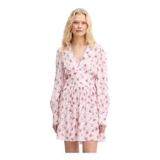 Twinset Mini Robe en Viscose &agrave; Imprim&eacute; Floral - Femme - Robes - Rose - Taille: 36 FR