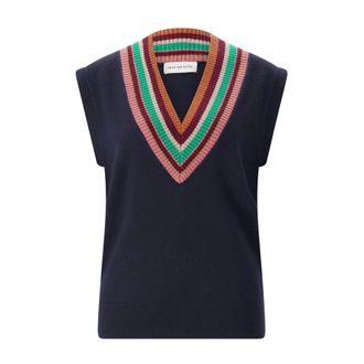 Dries Van Noten Pull sans manches &agrave; col en V - Femme - Pulls - Multicolore - Taille: 40 FR