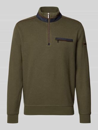 Bugatti Sweatshirt mit Stehkragen und Rei&szlig;verschluss