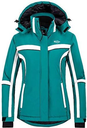 Wantdo Femme Veste de Ski Coupe-Vent Imperméable Manteau Hiver Chaude Polaire Veste Sport Outdoor Montagne Anorak Randonnée Multi-Poches Bleu XL