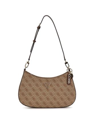 Guess Noelle II Top Zipper Shoulder Bag Latte Logo/Brown
