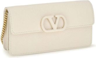 Valentino Garavani Womens White Calf Leather Bos Taurus Wallet Beige
