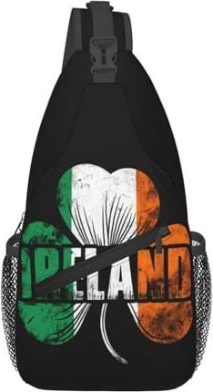 Generic Drapeau Irlandais En Forme De Tr&egrave;fle Sacoche Bandouliere Multifonctionnel Sacoche Epaule Antivol Sac Poitrine Pour Homme Shopping Sport