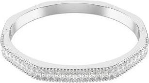 Swarovski Bracelet-jonc Matrix, Taille baguette, Forme octogonale, Blanc, Métal rhodié