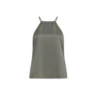 Forte_Forte Satin-Tr&auml;gertop mit Nadelstreifen - - Tops - Damen - Gr&uuml;n - M