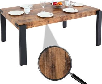 Mendler Esstisch HWC-L53, Tisch Küchentisch Esszimmertisch, Industrial Metall 140x80cm - dunkle Wildeiche