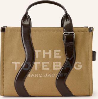 Marc Jacobs Shopper The Medum Canvas Tote Wavy Stripes Leather braun