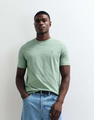 GANT T-Shirt in Minzgr&uuml;n mit regul&auml;rer Passform und Wappenschild-Logo