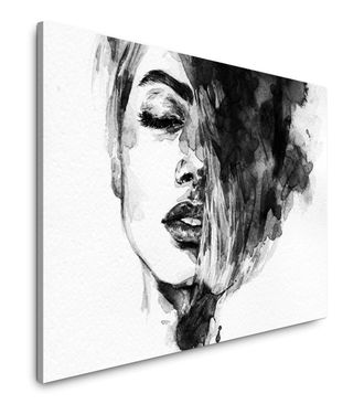 Paul Sinus Art Frauen Gesicht 150 x 100 cm Inspirierende Fotokunst in Museums-Qualität für Ihr Zuhause als Wandbild auf Leinwand in XXL Format