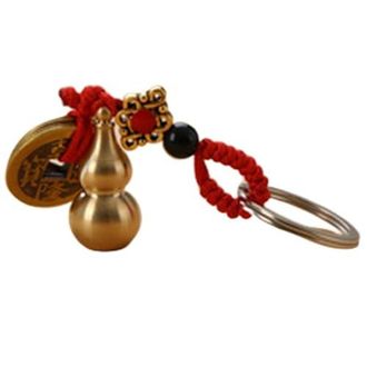 Generic Couchette de gourde chinoise, porte-cl&eacute;s de gourde de pi&egrave;ce - Anneaux cl&eacute;s de avec cinq empereurs Coin | chinois pavillon, Ouvrir la gourde dargent de