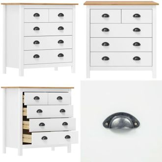 vidaXL Sideboard Hill Wei&szlig; 79x40x80 cm Massivholz Kiefer - Holz Sideboard - Massivholzm&ouml;bel - Wohnzimmerm&ouml;bel - Kommode - Sideboard Wei&szlig; - Home & Living